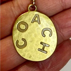 Coach | Jewelry | Coach Brushed Hammered Gold Pendant 8ksterling Silver ...
